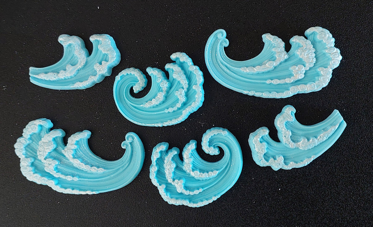 Waves Edible Fondant Cake Decorations Set of 6 | Cake Candy NZ